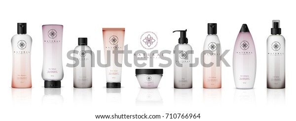 Realistic Cosmetic Bottles Gradient Design On Stock Vector (Royalty ...