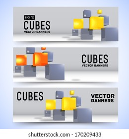Realistic Cubes Banners Vector Illustration Stock Vector (Royalty Free ...