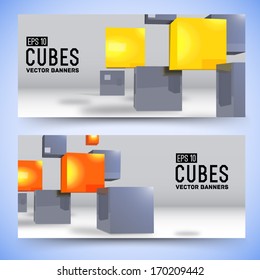 Realistic Cubes Banners Vector Illustration Stock Vector (Royalty Free ...