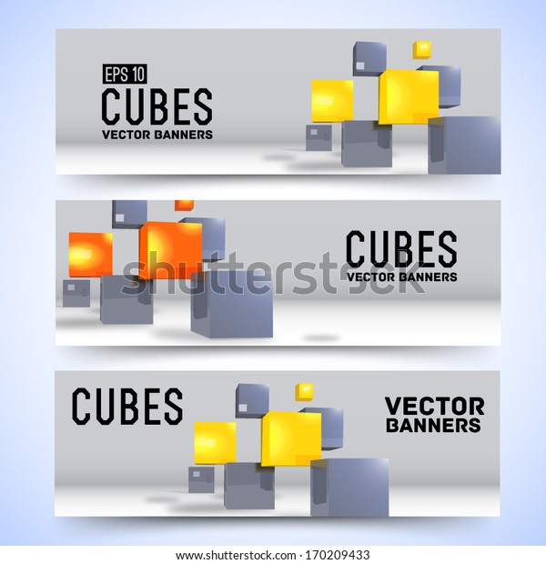 Realistic Cubes Banners Vector Illustration Stock Vector (Royalty Free ...