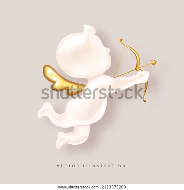 Realistic Cupid Golden Wings3d Object Romantic Stock Vector (Royalty ...