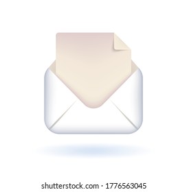 Realistic Cute Mail Icon On White Stock Vector (Royalty Free ...