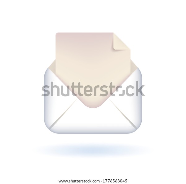 Realistic Cute Mail Icon On White Stock Vector (Royalty Free ...