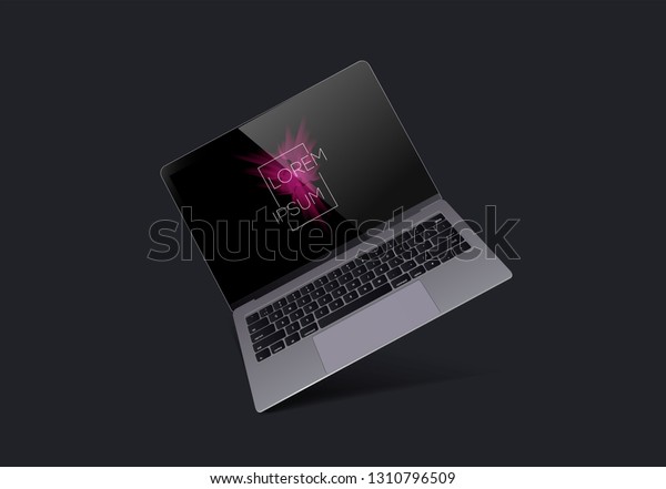 Realistic Dark Grey Blank Screen Laptop Stock Vector (Royalty Free ...