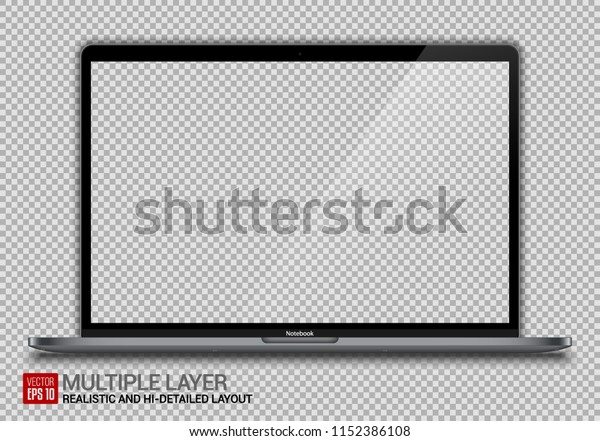 Realistic Dark Grey Notebook Transparent Background Stock Vector ...