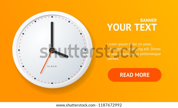 Realistic Detailed 3d Clock Banner Card Stock Vector (Royalty Free ...
