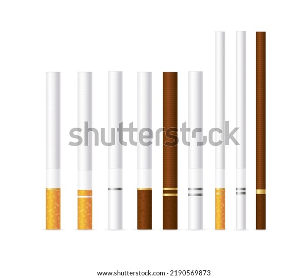 Realistic Detailed 3d Different Cigarette Set Stock Vector (Royalty ...