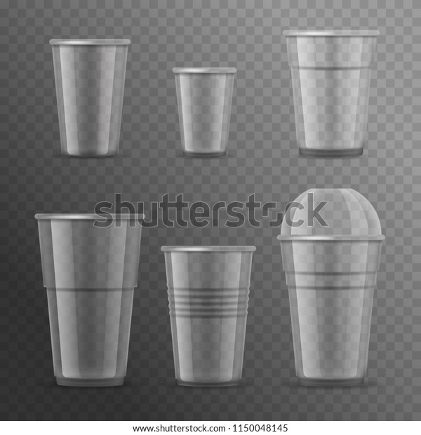 Realistic Detailed 3d Plastic Cups Template Mockup Set on a Transparent ...