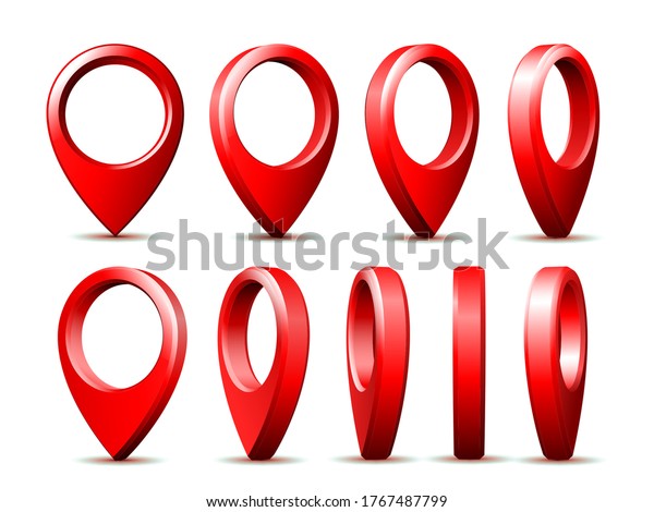 Realistic Detailed 3d Red Map Pointer Stock Vector (Royalty Free ...