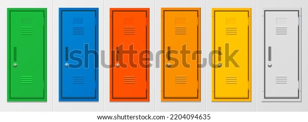 Realistic Detailed 3d School Gym Locker Stock Vector (Royalty Free ...