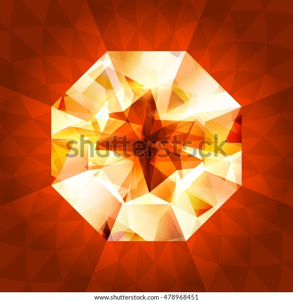 Realistic Diamond Top View On Shiny Stock Vector (Royalty Free ...