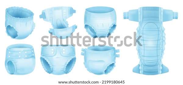 Realistic Diapers Set Isolated Images Light Stock Vector (Royalty Free ...