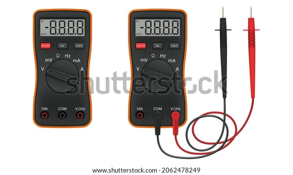 Realistic Digital Multimeter Set Probes Instrument Stock Vector ...