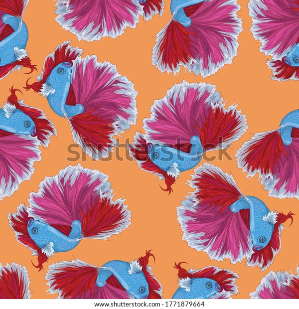 Realistic Dragon Fish Seamless Pattern Template Stock Vector (Royalty ...