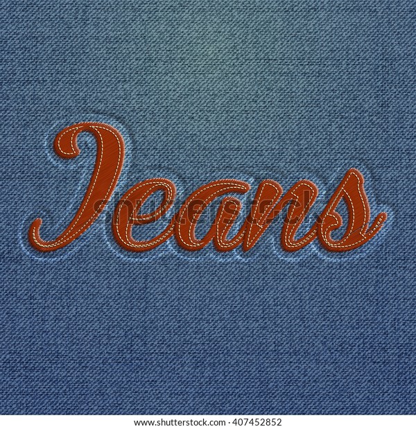 Realistic Embroidered Jeans Word Vector: เวกเตอร์สต็อก (ปลอดค่า ...