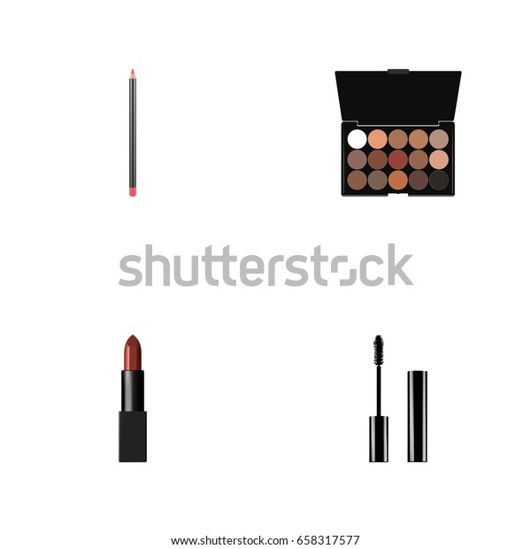 Realistic Eyelashes Ink Multicolored Palette Mouth Stock Vector ...