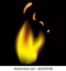 Realistic Fire Black Background Stock Vector (Royalty Free) 1833359338 ...