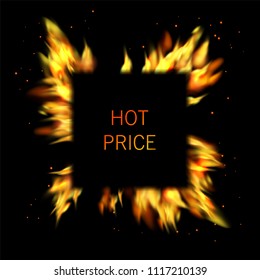 Realistic Fire Flame Vector Square Frame Stock Vector (Royalty Free ...