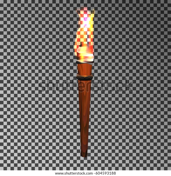 Realistic Fire Torch On Neutral Background Stock Vector (Royalty Free ...