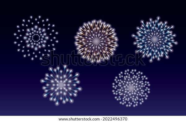 Realistic Firework Bursting Various Shapes Set Stock Vector (Royalty ...