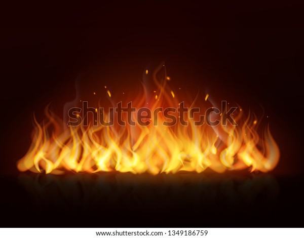 Realistic Flame Line Burning Fiery Wall Stock Vector (Royalty Free ...