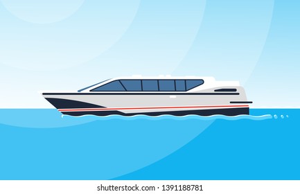 Speedboat Side View Vector Flat Icon Stock Vector (Royalty Free ...