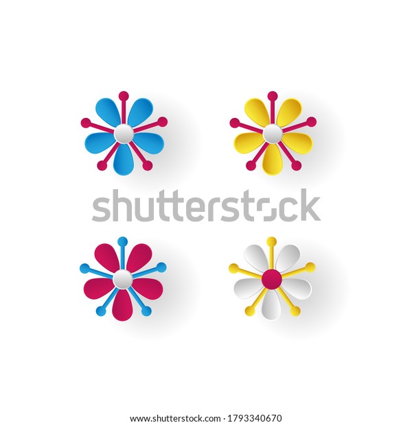 Realistic Flower Design Vector Collection Isolated Stock Vector ...