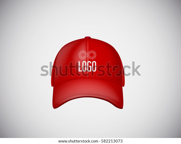Realistic Front View Red Baseball Cap Stock Vector (Royalty Free ...