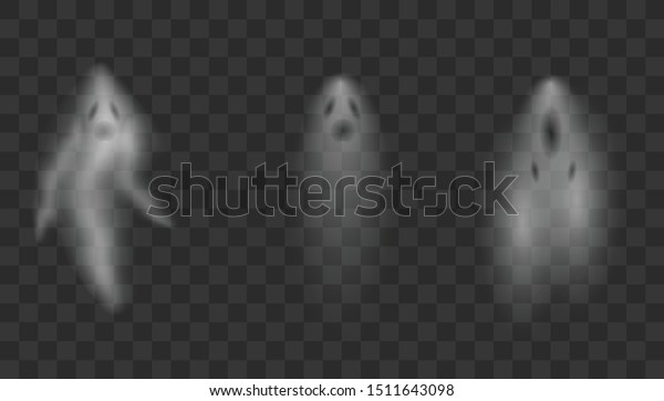 Realistic Ghosts on transparent background. Scary halloween apparition ...