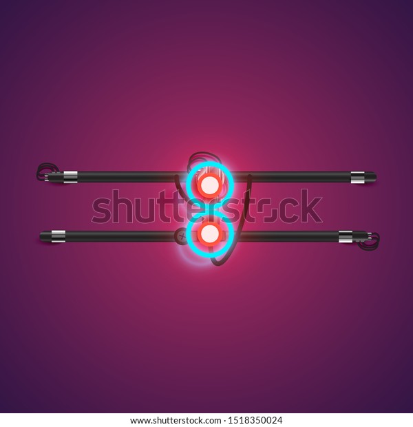 Realistic Glowing Double Neon Colon Charcter Stock Vector (Royalty Free ...