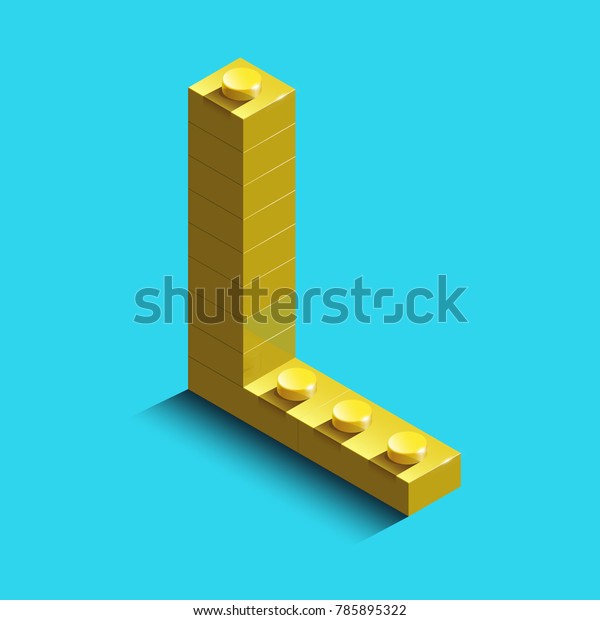 Realistic Gold 3d Isometric Letter L Stock Vector (Royalty Free ...