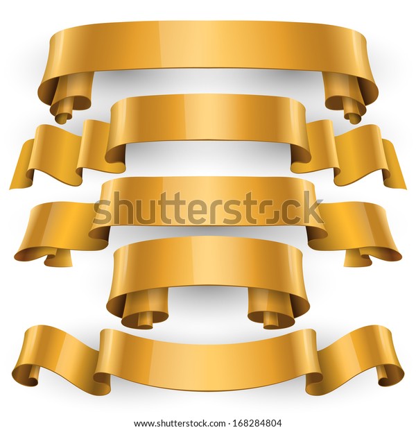 Realistic Gold Glossy Vector Ribbons Stripe Stock Vector (Royalty Free ...