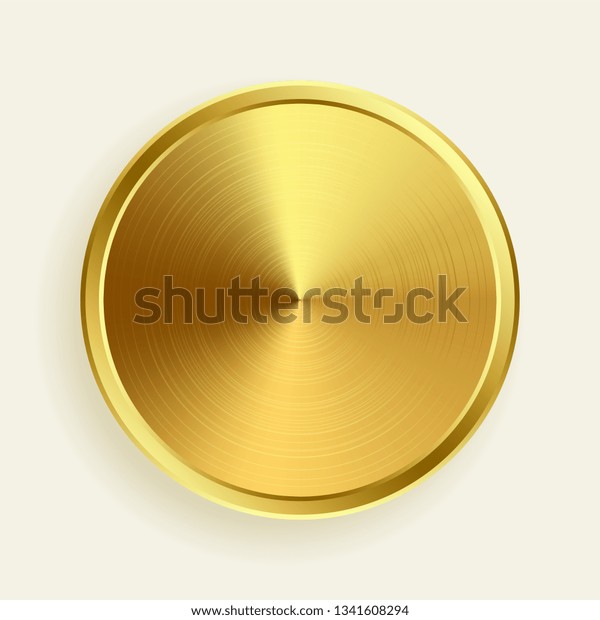 Realistic Gold Metallic Button Brushed Surface Stock Vector (Royalty ...
