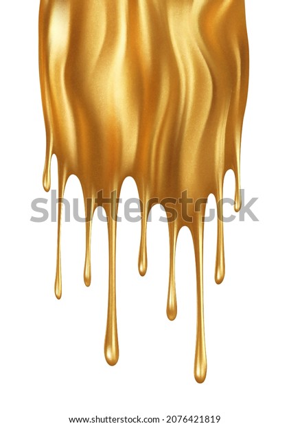 Realistic Gold Paint Drip Isolated On Stock Vector (Royalty Free ...