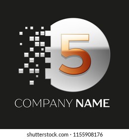 Realistic Golden Number Three Logo Symbol: vector de stock (libre de ...