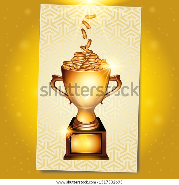 Realistic Golden Trophy Cup Full Gold Stock Vector (Royalty Free ...