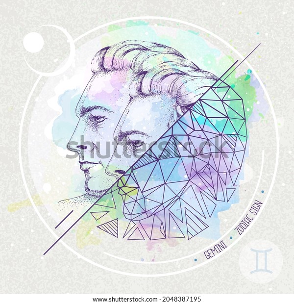 Realistic Hand Drawing Polygonal Men Head Stock Vector (Royalty Free ...