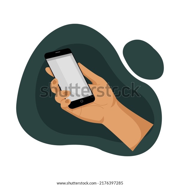 Realistic Hand Holding Phone Vector: เวกเตอร์สต็อก (ปลอดค่าลิขสิทธิ์ ...