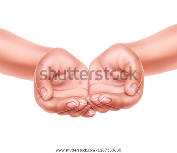 Realistic Hands Cupped Together Showing Product Stock Vector (Royalty ...