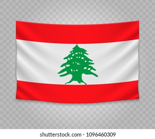 Realistic Hanging Flag Lebanon Empty Fabric Stock Vector (Royalty Free ...