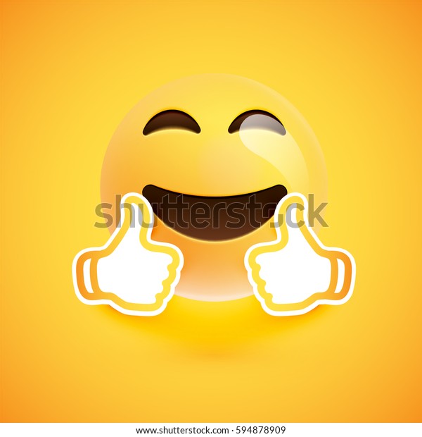 Realistic Happy Smiley Thumbs Vector Illustration Stock Vector (Royalty ...