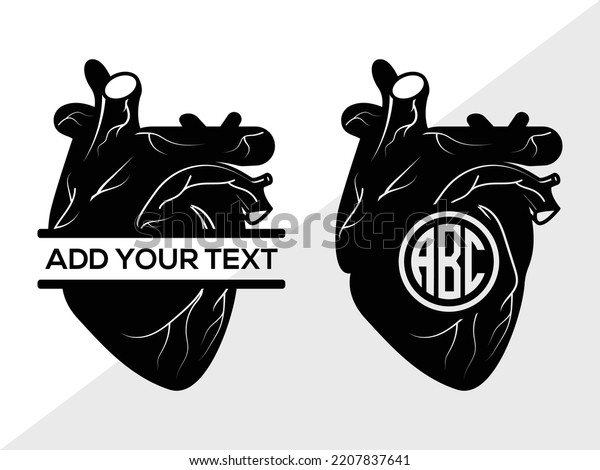 Realistic Heart Monogram Svg Printable Vector Stock Vector (Royalty ...