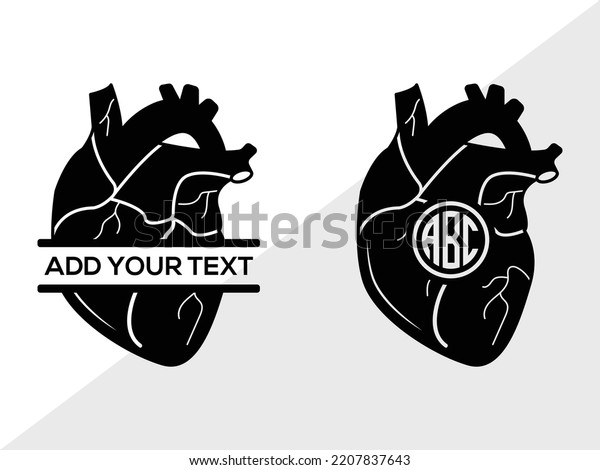 Realistic Heart Monogram Svg Printable Vector Stock Vector (Royalty ...