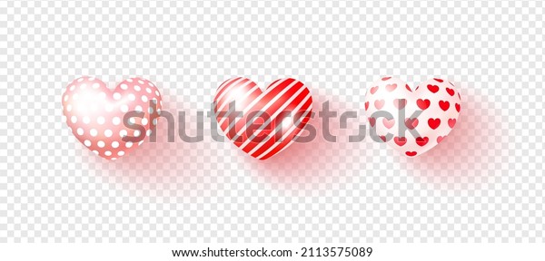 Realistic Hearts Isolated On Transparent Background Stock Vector ...