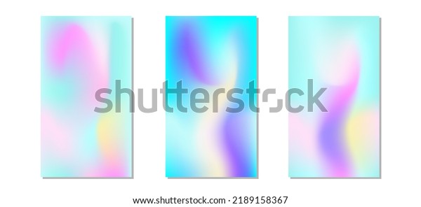 Realistic Holographic Backgrounds Different Colors Design Stock Vector ...