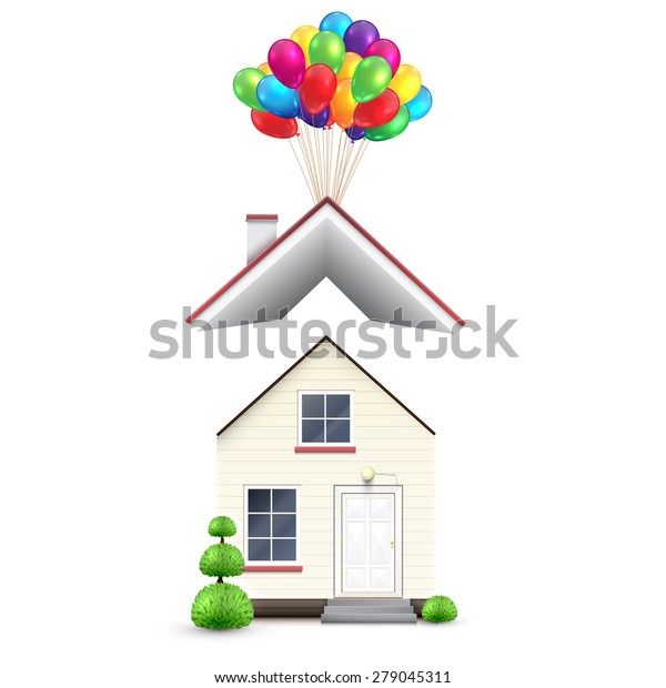 Realistic House Colorful Balloons Vector Stock Vector (Royalty Free ...