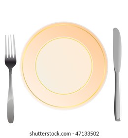 Cartoon Plate Silverware Fork Spoon Vector Stock Vector (Royalty Free ...