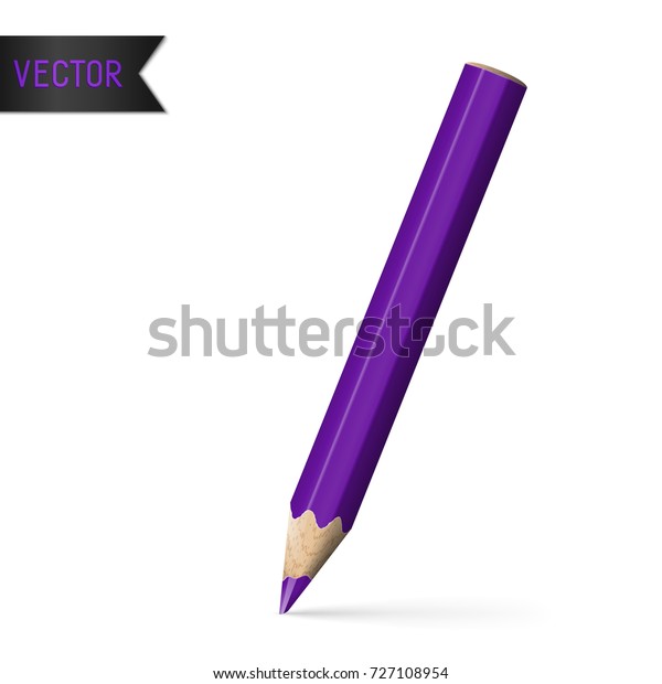 Realistic Isolated Bright Violet Pencil Design Stock Vector (Royalty ...