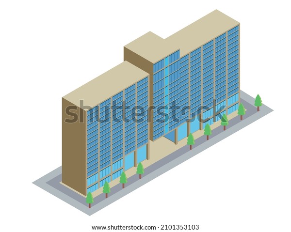 Realistic Isometrics Buildings 3d Illustrations Commercial Stock Vector ...