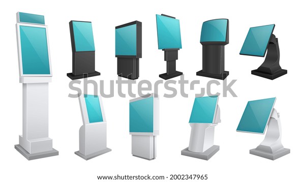 Realistic Kiosk Screen Display Mockup Touch Stock Vector (Royalty Free ...